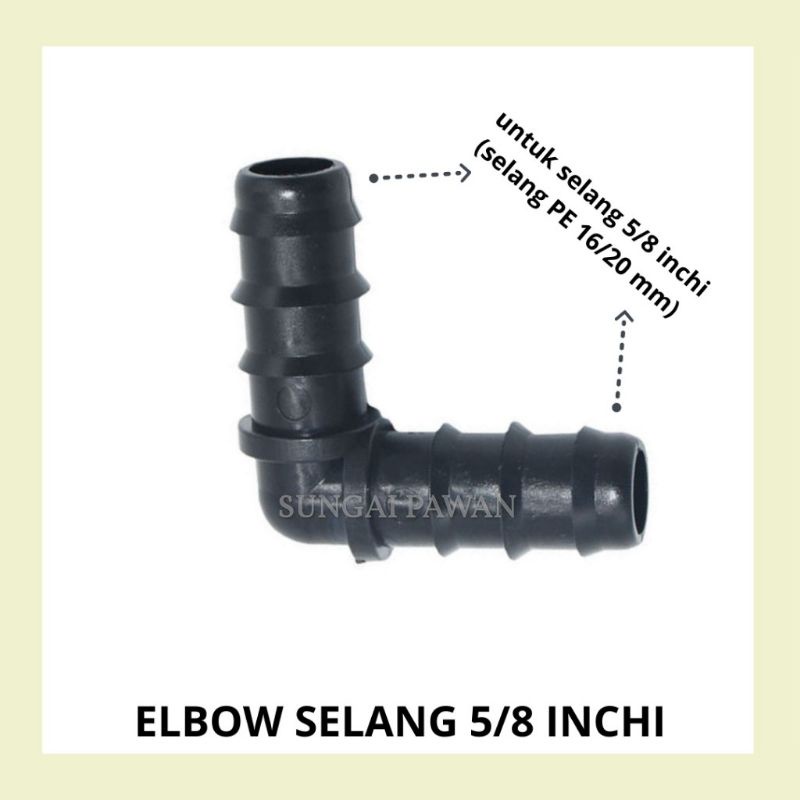 Jual sambungan penyambung connector konektor L elbow cabang 2 selang PE 5/8 in dim inchi - PE 16 ...