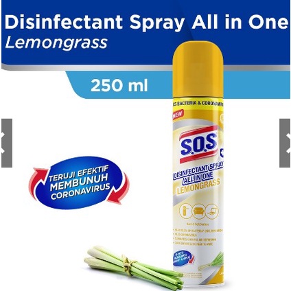 Jual SOS Disinfektan Spray All In One Lemon Grass 250 ml | Shopee Indonesia