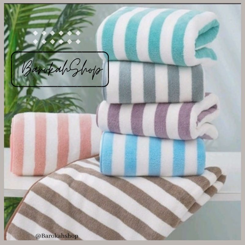 Jual Handuk Mandi Dewasa 70x140cm Motif Salur /Handuk Microfiber/Handuk ...