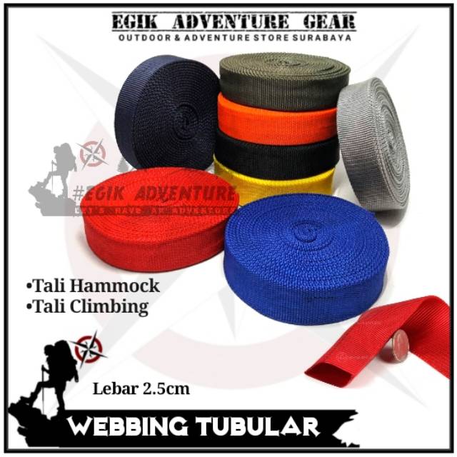 Jual Webbing Tubular (Double) / Webing / Tali Hammock / Tali Climbing ...