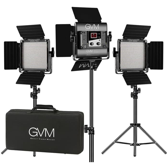 Jual Lampu Video LED Studio Vlog GVM GVM-560AS Bi-Color LED 3-Panel Kit ...
