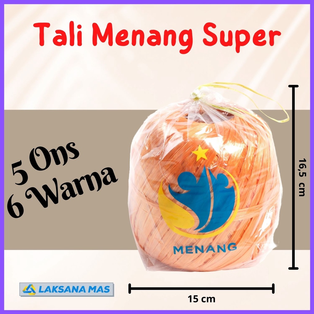 Jual Tali Rafia Menang Super 5 Ons | Tali Plastik Glossy, Halus, ±255M ...