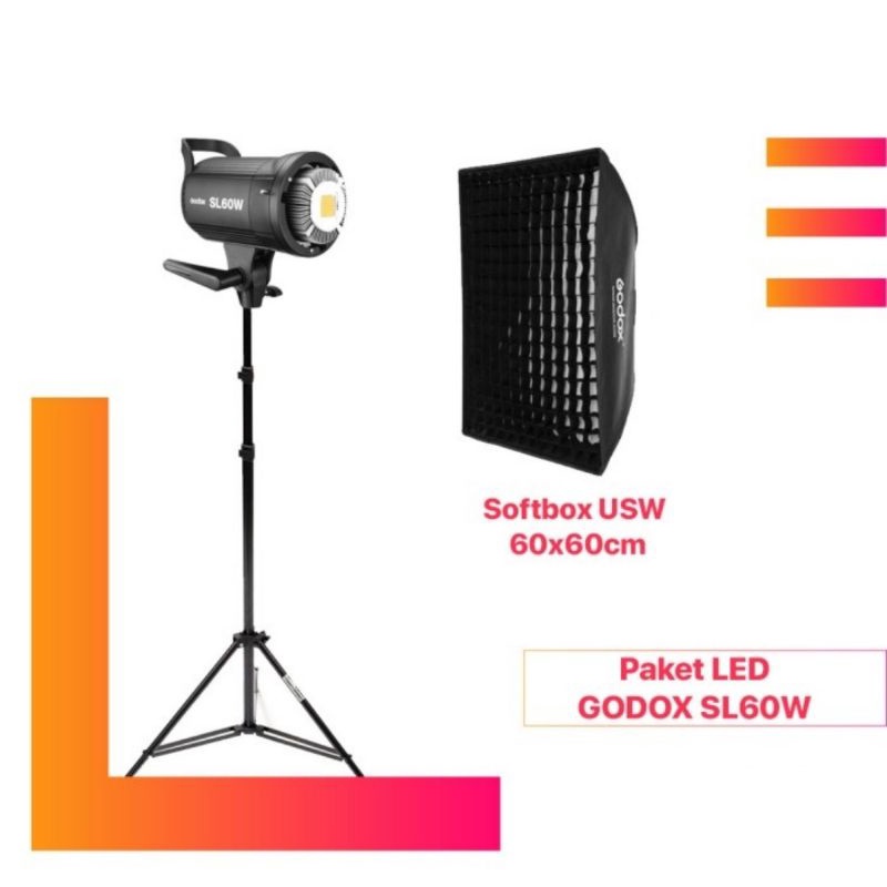 Jual Paket LED Godox SL60W SL-60W with Softbox USW 60x60cm | Shopee ...