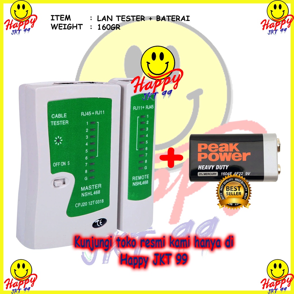 Jual [ HAPPY JKT 99 ] LAN TESTER ALAT PENGUJI KABEL LAN RJ45 TELEPON ...