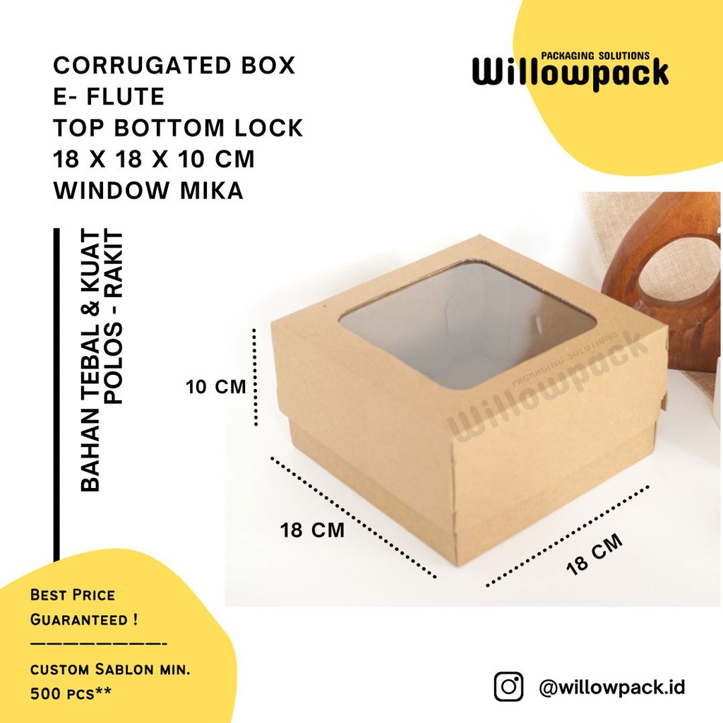 Jual Box Dus 18x18x10 cm Window Mika Corrugated Top Bottom Lock Hampers ...