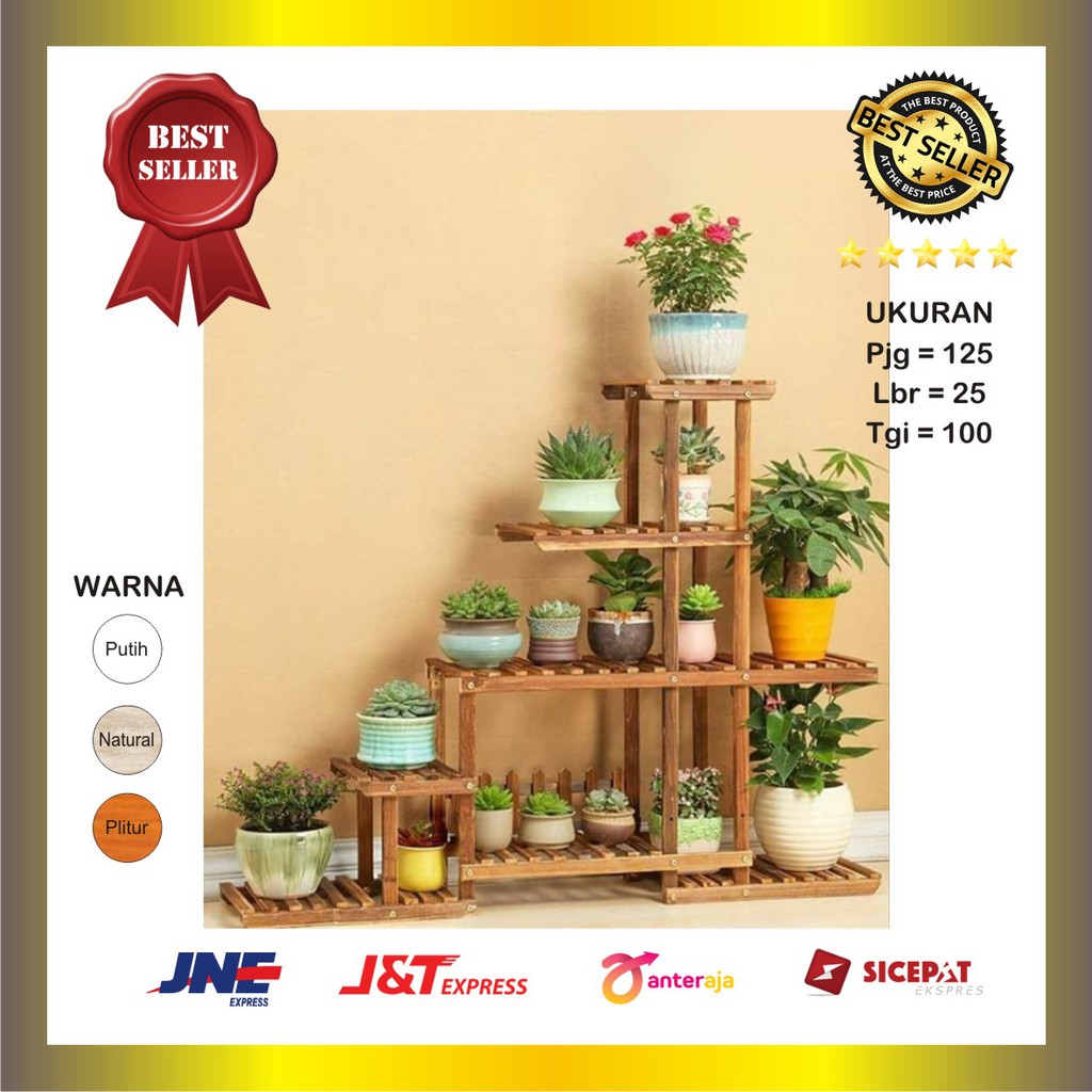 Jual Rak Kayu Susun Desain Tangga 6 Tingkat 15 Tatakan | Shopee Indonesia