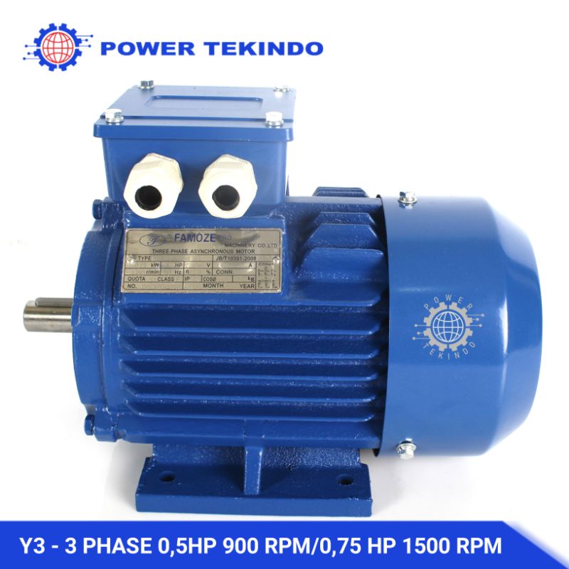 Jual Famoze Pro Dinamo 3 Phase 0,75 HP 1400 RPM 220/380V 0.55KW Electric Motor Y3 Dinamo Mesin ...