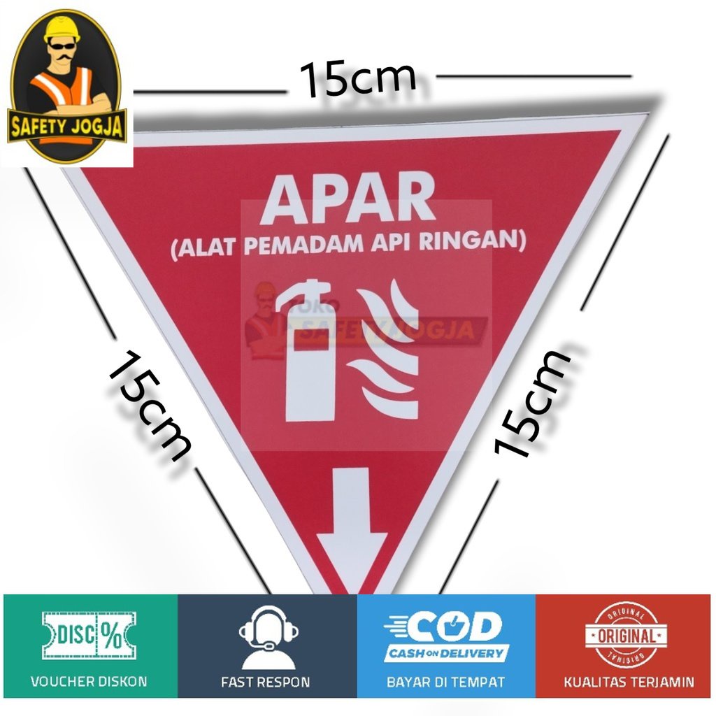 Jual Sticker stiker Segitiga APAR alat pemadam safety merah 15 x 15cm ...