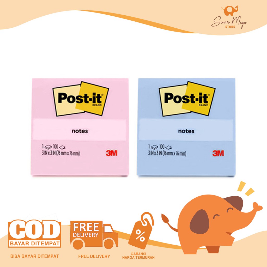 Jual 3M Post It Memo Sticky Note 654-1 Color Pastel Lucu Unik ...