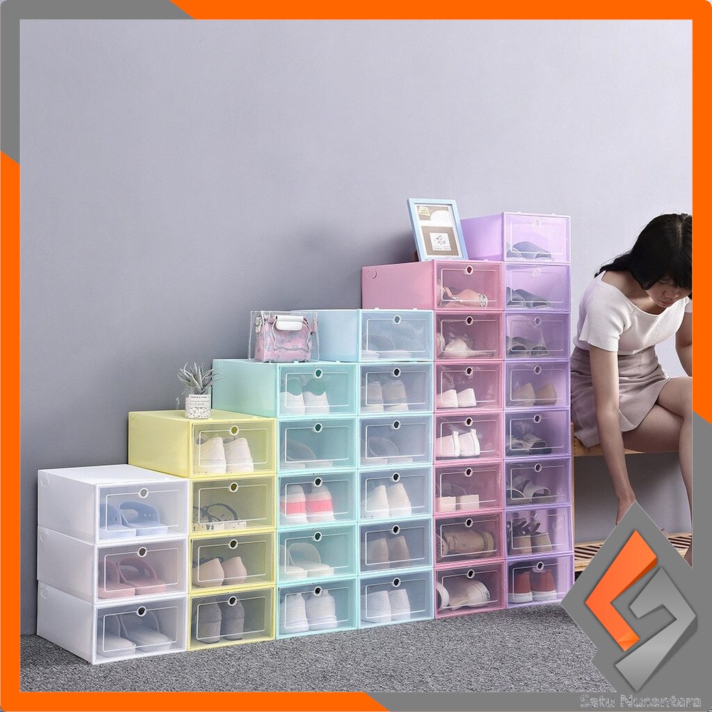 Jual SN-C158 Kotak Sepatu Lipat Transparan Tebal Shoes Storage Box ...