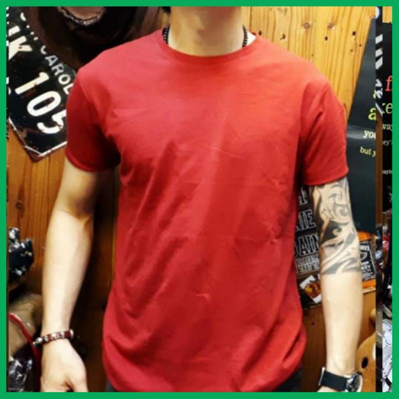 Jual Kaos Premium Y7s pria red basic kaos polosan kaos polos merah ...