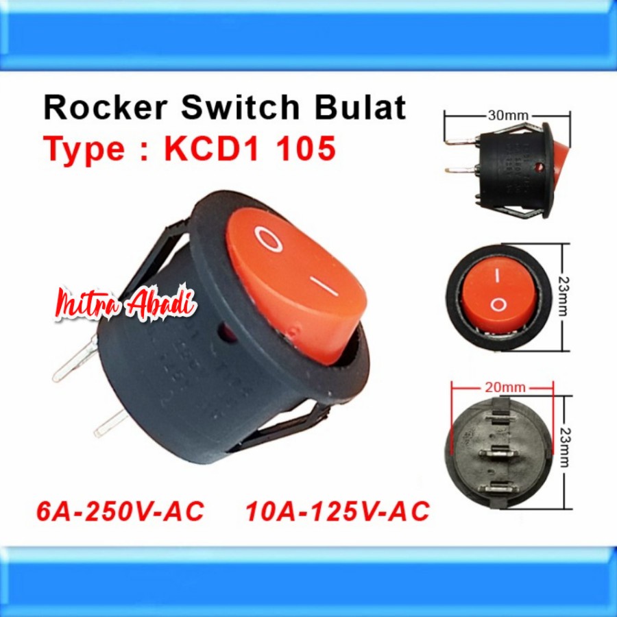 Jual Saklar Bulat Rocker Switch KCD1-105 2 Kaki / 2 Pin | Shopee Indonesia