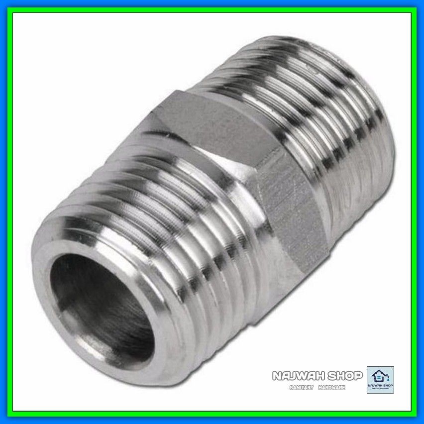 Jual Double Nepel 1/2" inch Fitting Hexa Class 3000 Stainless Steel Sus 304 Drat NPT Dobel Neple ...