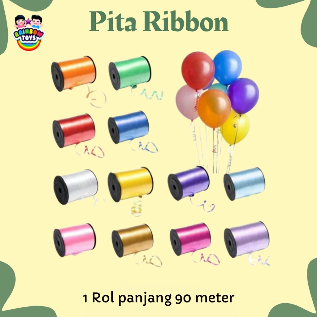 Jual Pita Balon Serut Dekorasi Ulang Tahun Tali Ribbon 90 Meter ...