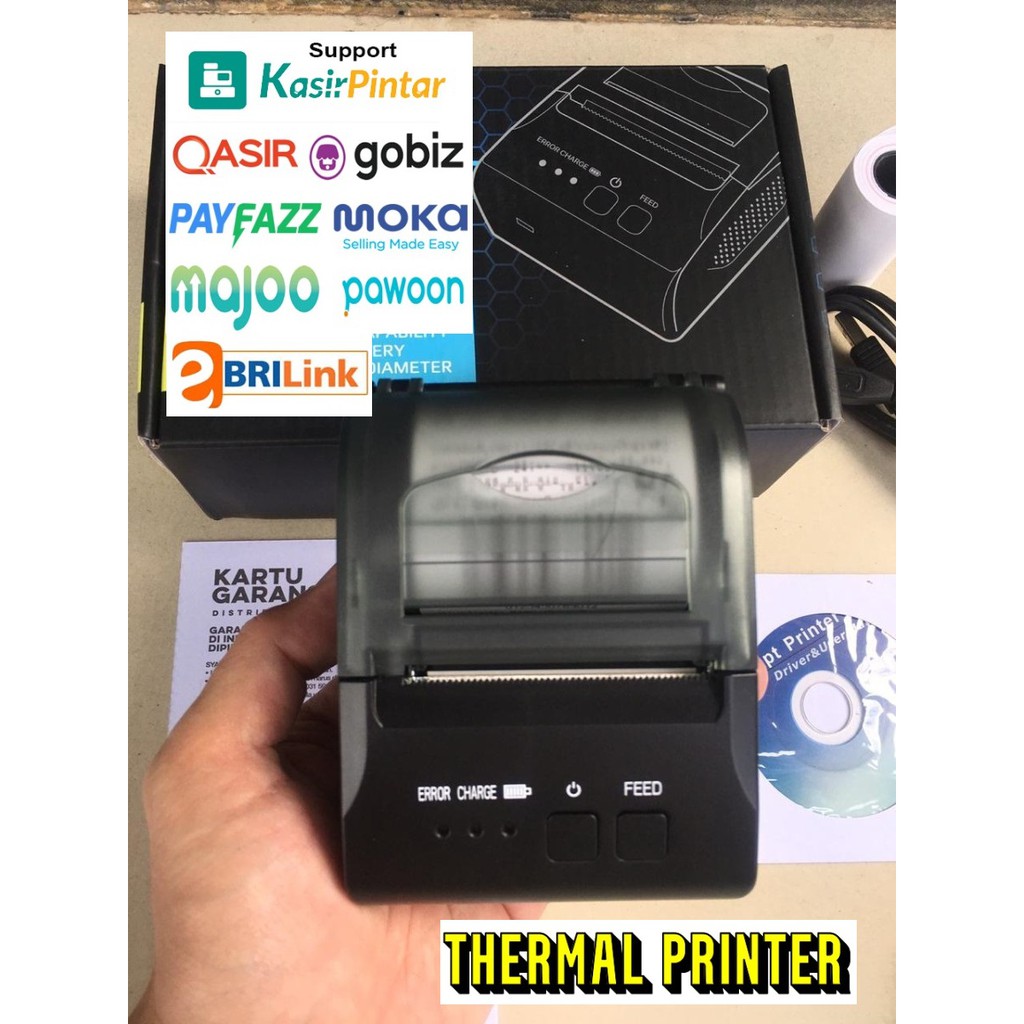 Jual PRINTER BLUETOOTH MINI CETAK STRUK NOTA KASIR GOBIZ GRAB MOKAPOS PAWOON ZJ-5809 SUPPORT HP ...
