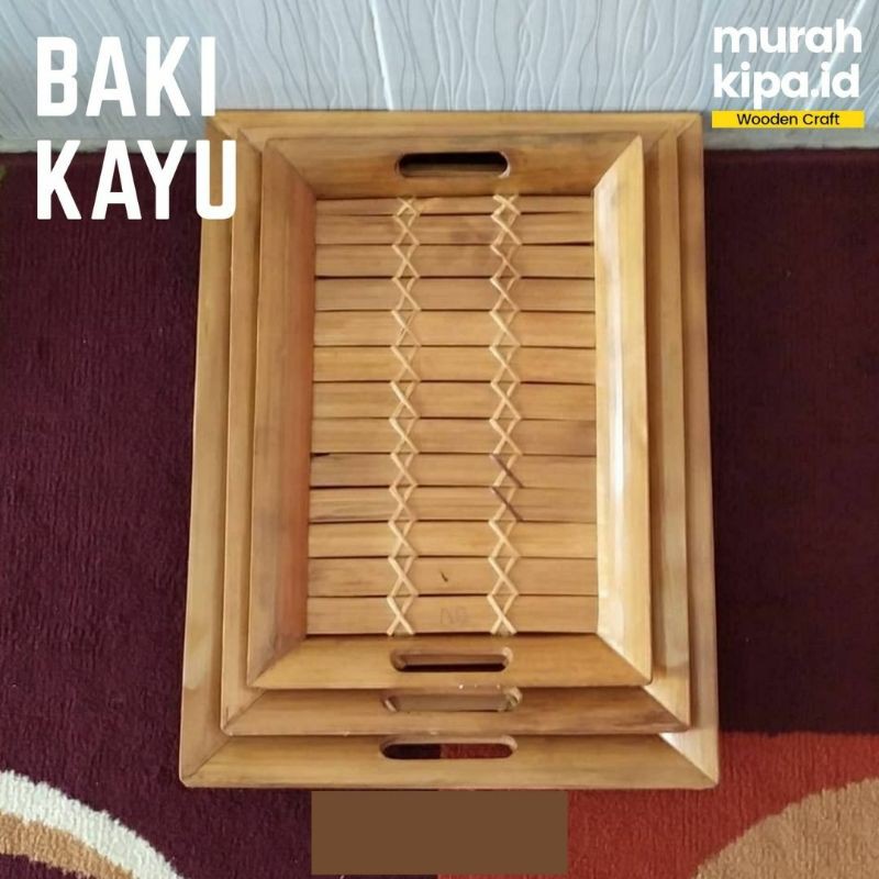 Jual Alat dapur / Baki Kayu Bambu / Nampan Kayu (1 set) | Shopee Indonesia