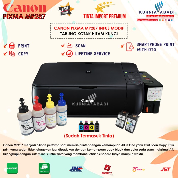 Jual Printer Canon PIXMA MP287 Infus Print Scan Copy Inkjet Tabung ...