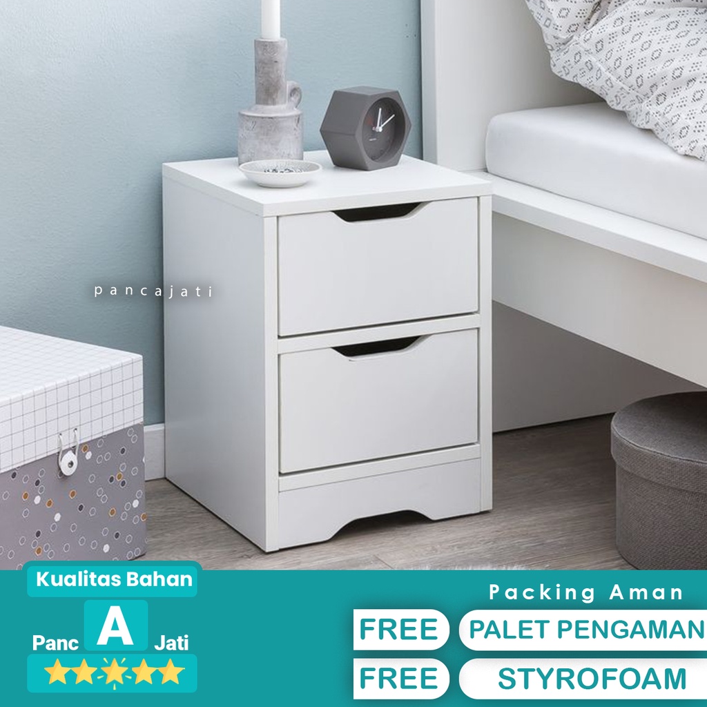Jual Meja Nakas Minimalis Bedside Table Warna Putih 2 Laci Modern ...