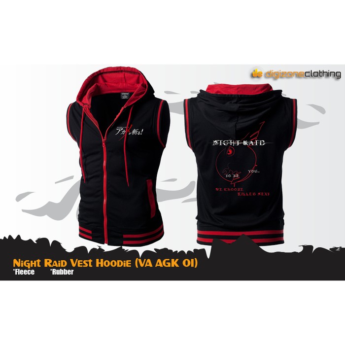 Jual Rompi Anime Akame Ga Kill Night Raid Hitam Vest Hoodie VA AGK 01 ...