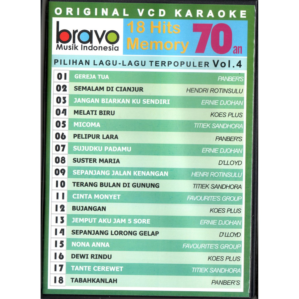 Jual VCD KARAOKE BRAVO 18 HITS MEMORY 70AN VOL 4 (ORIGINAL) | Shopee Indonesia