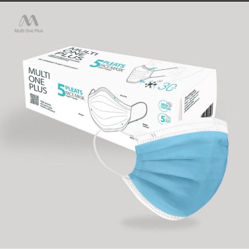Jual Masker Multi One Plus Surgical 5 Pleats Earloop / Masker Medis ...