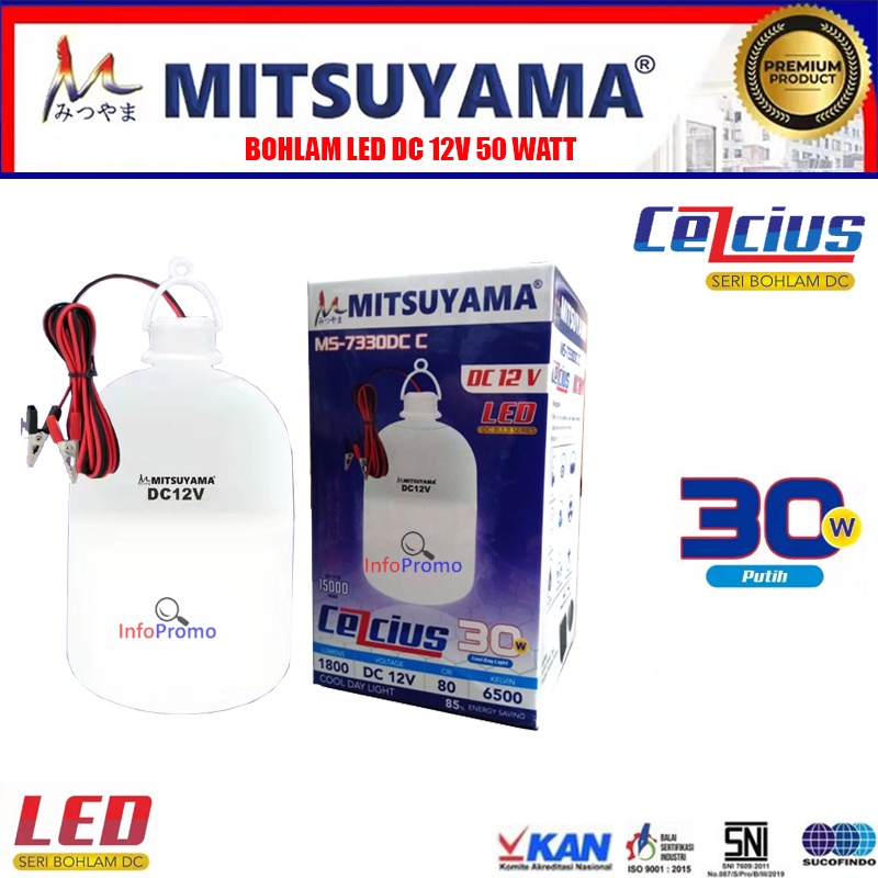 Jual Bohlam Lampu LED DC 12V 30 Watt Mitsuyama MS-7330DC Jepit Aki Kabel 1.5 Meter Original ...