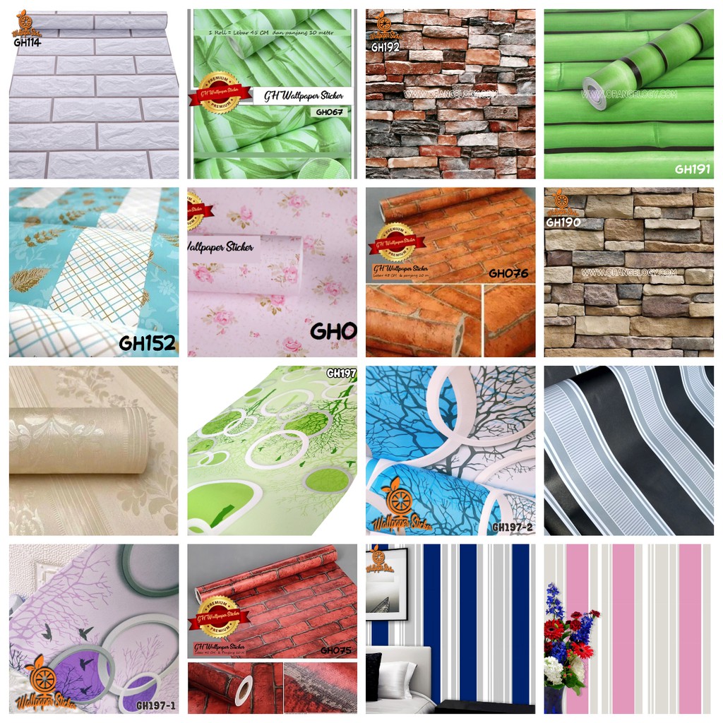 Jual Wallpaper Sticker Hiasan Dinding Motif GH Wallstiker Ukuran 45 cm ...