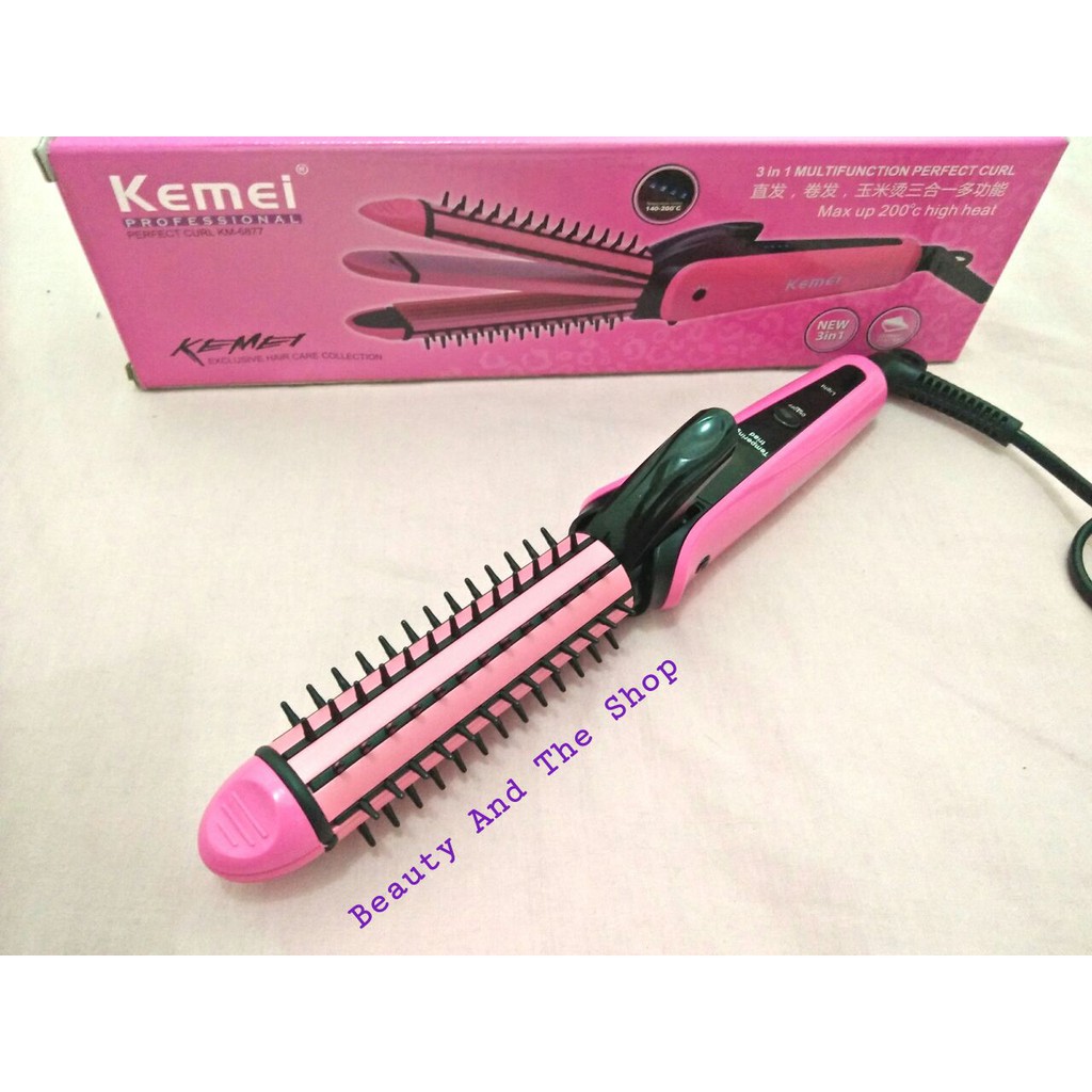 Jual catokan kemei 3in1 6877, catokan lurus dan curly, sisir blow ...