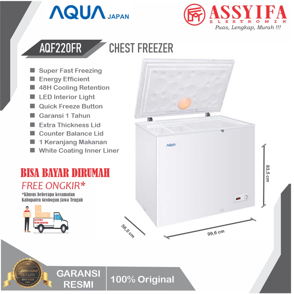 Jual FREEZER BOX AQUA JAPAN 200L AQF 220 FR BARU GARANSI RESMI | Shopee ...