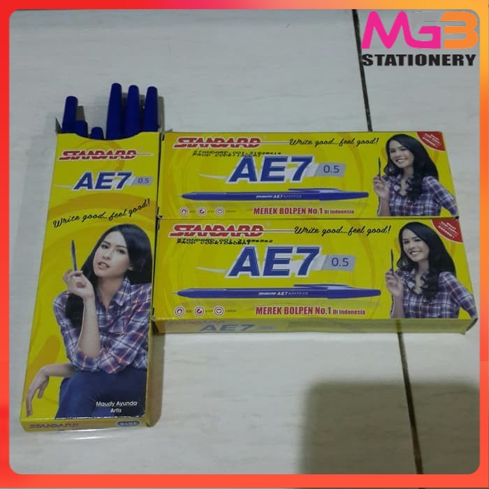 Jual Pulpen Standard Biru merah hitam AE7 - 0.5 - MGB | Shopee Indonesia