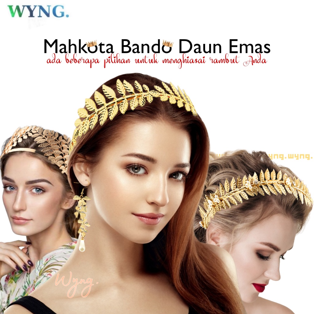 Jual Mahkota Bando Daun Emas - Goddess Leaf Headband Tiara Olive Bride ...