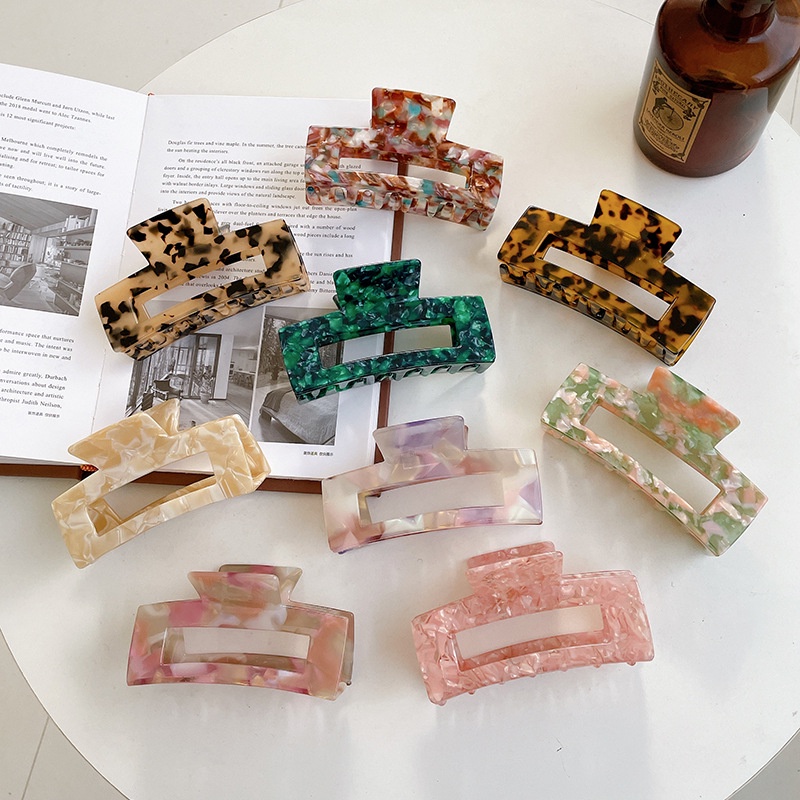 Jual JEPIT KLIP RAMBUT KOTAK MEDIUM JUMBO GLOSSY MOTIF LEOPARD MARBLE ...