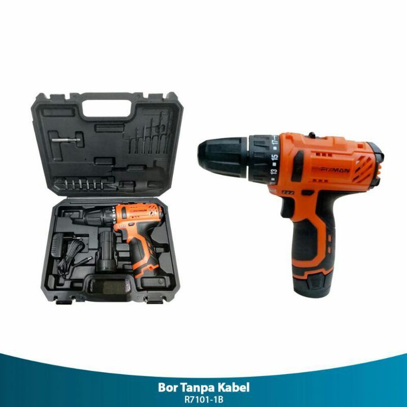 Jual bor baterai fixman R7107-1 set 10mm 12v / cordless drill FIXMAN ...