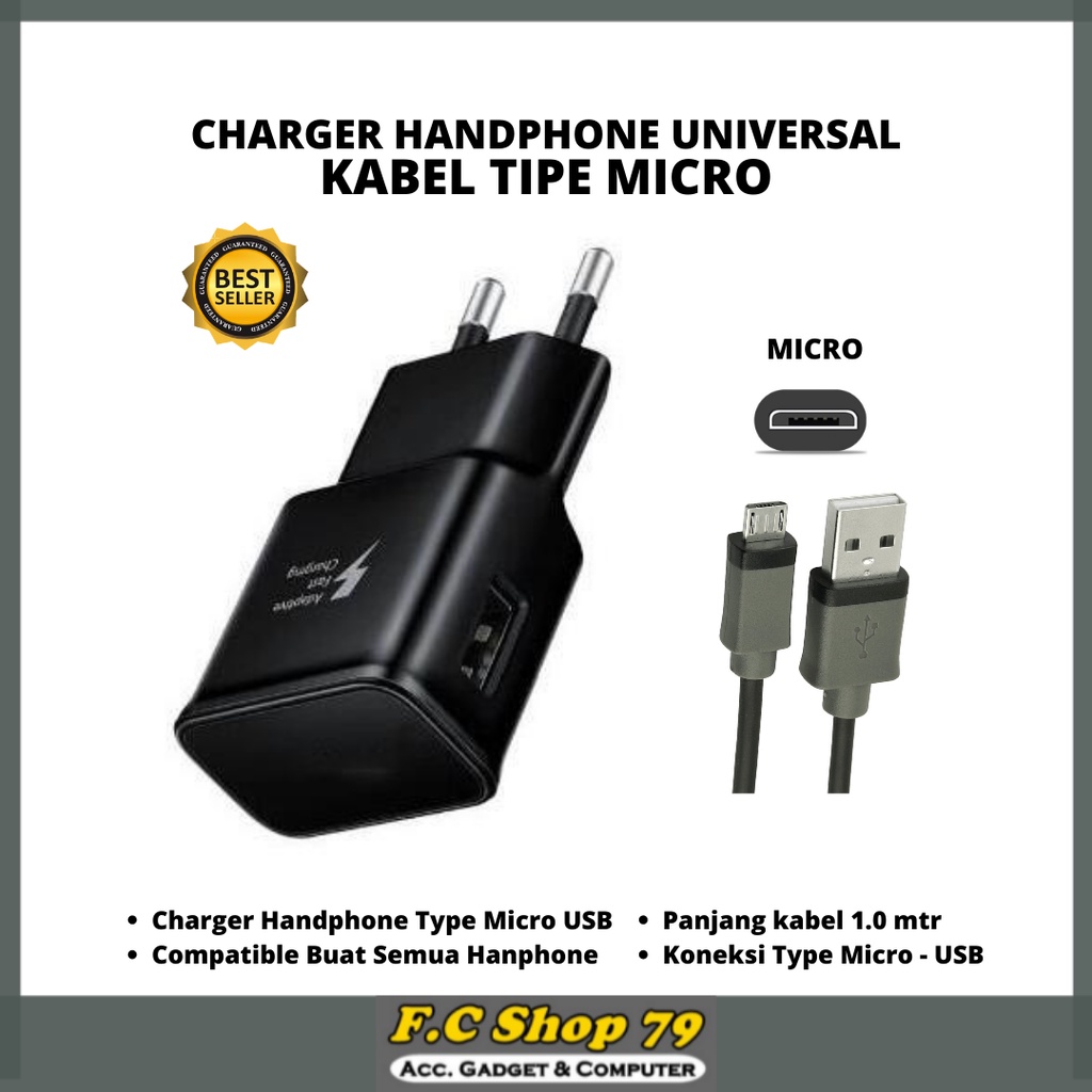 Jual HARGA PROMO Charger Cas Handphone HP Plus Kabel Tipe Micro Mikro ...