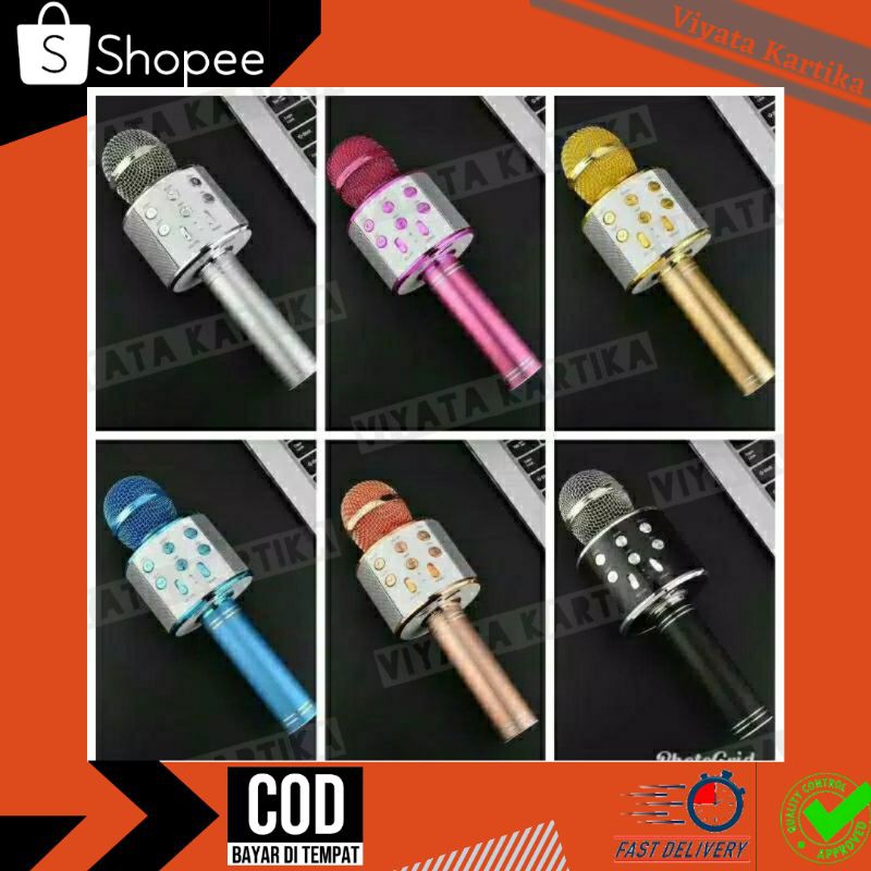 Jual mic karaoke bluetooth ws 858 mikrofon wireless wster mic smule | Shopee Indonesia