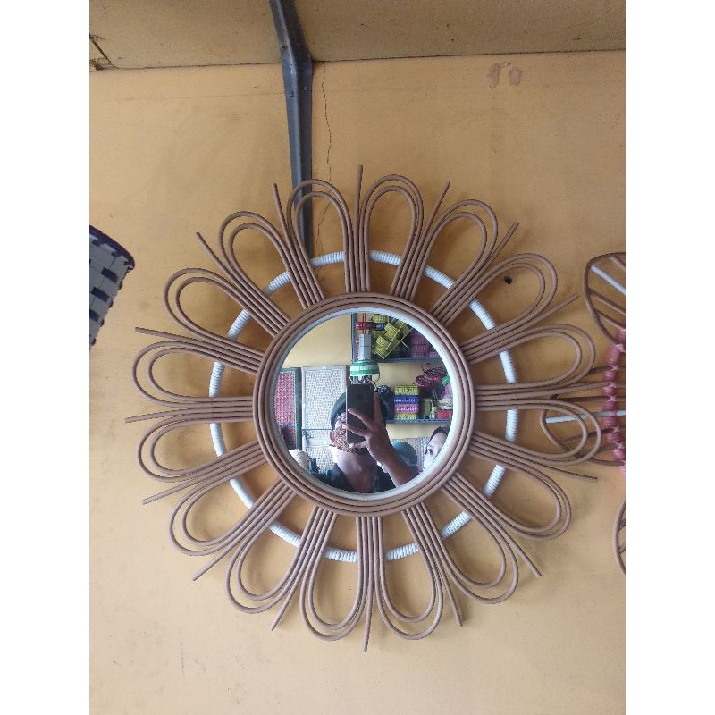 Jual Cermin Rotan [ Bunga ] Estetik Unik | Shopee Indonesia