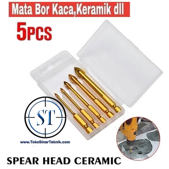 Jual Mata Bor Gold Isi 5 Segitiga Lapisan Titanium alloy Keramik Granit ...