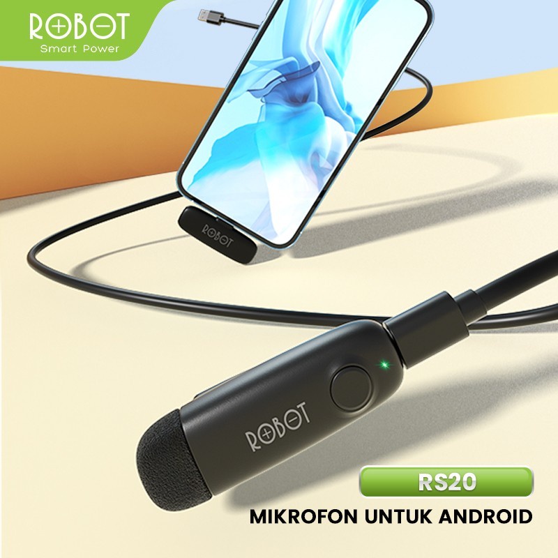 Jual Robot RS20 Wireless Microphone Bluetooth 5.1 Clip On Jepit Type C ...