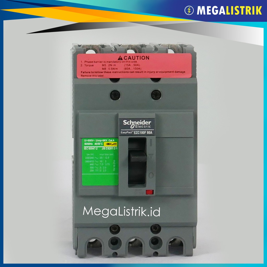 Jual SCHNEIDER MCCB 3P 80A / NFB / EZC EASYPACT BREAKER EZC100F3080 | Shopee Indonesia
