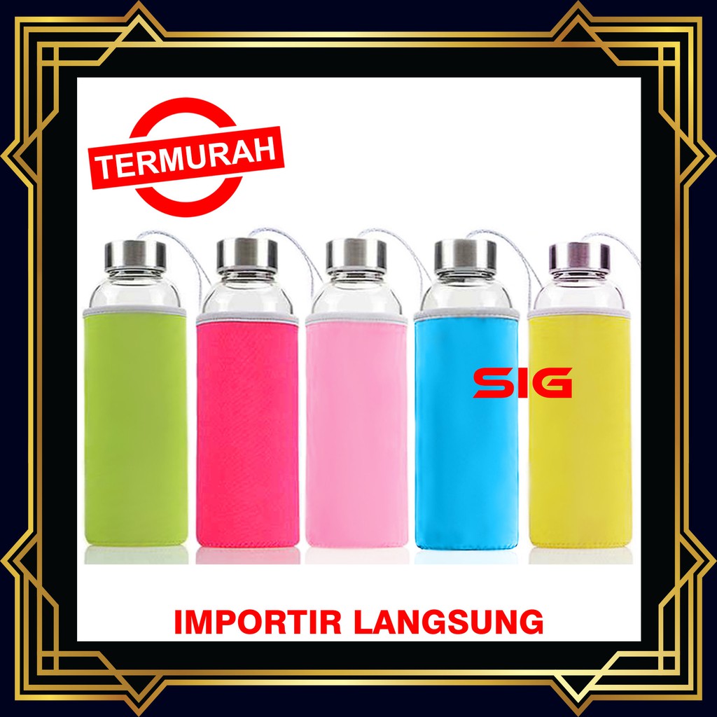 Jual Botol Minum Kaca 300ml + Sarung Polos / Botol Beling - Gelas ...