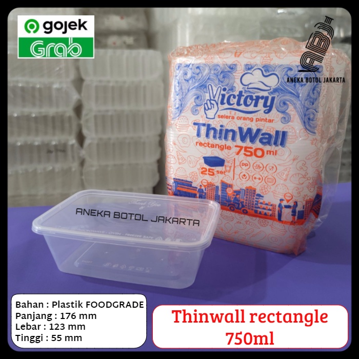 Jual Thinwall victory rectangle 750ml / wadah plastik segi panjang ...