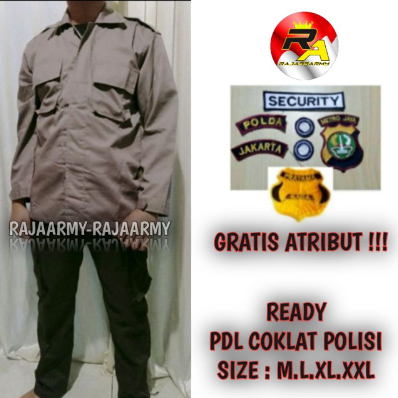 Jual Seragam PDL SECURITY SATPAM Coklat MODEL BARU GRATIS atribut ...