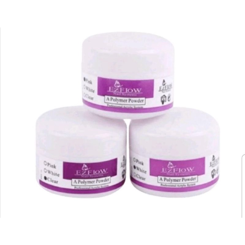 Jual EZ FLOW ACRYLIC POWDER EZ FLOW WHITE PUTIH PINK CLEAR NAIL ART 3D ...