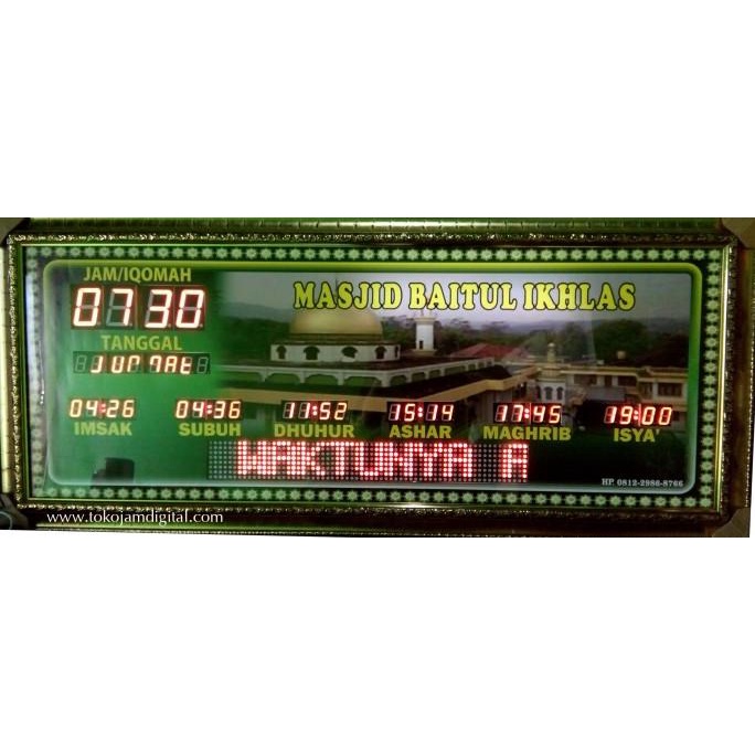Jual ~@~@~@~@] Jam Digital Masjid Timer Iqomah Runing Text 115 x 70 cm ...