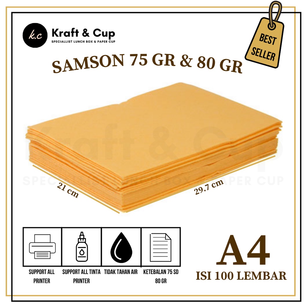 Jual Kertas Samson A4 isi 100 lembar / Kertas Samson Cokelat A4 ...