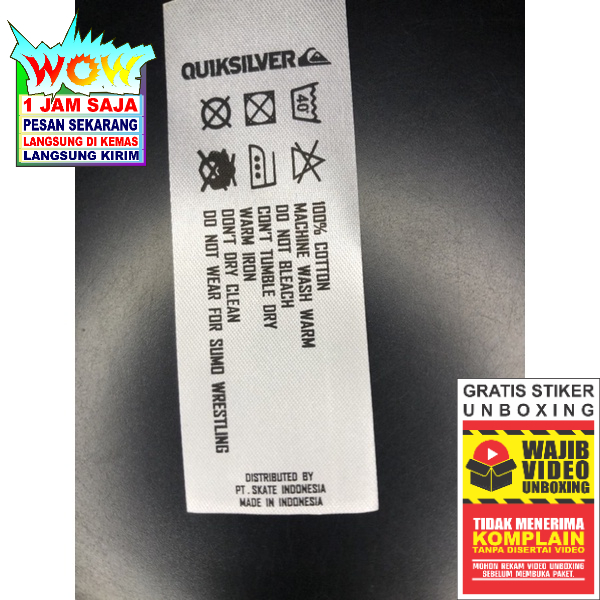 Jual QUIKSILVER CARE LABEL WASHING TAG CO 1X DI KIRIM 600PCS | Shopee ...