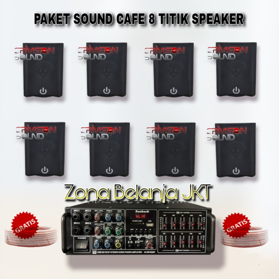 Jual PAKET SOUND SYSTEM SPEAKER CRIMSON 4 INCH 8 SPEAKER CAFE RESTO ...