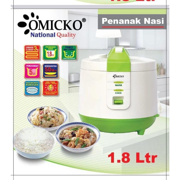Jual RICE COOKER/MAGIC COM COM/PENANAK NASI OMICKO 1.8 LITER | Shopee ...