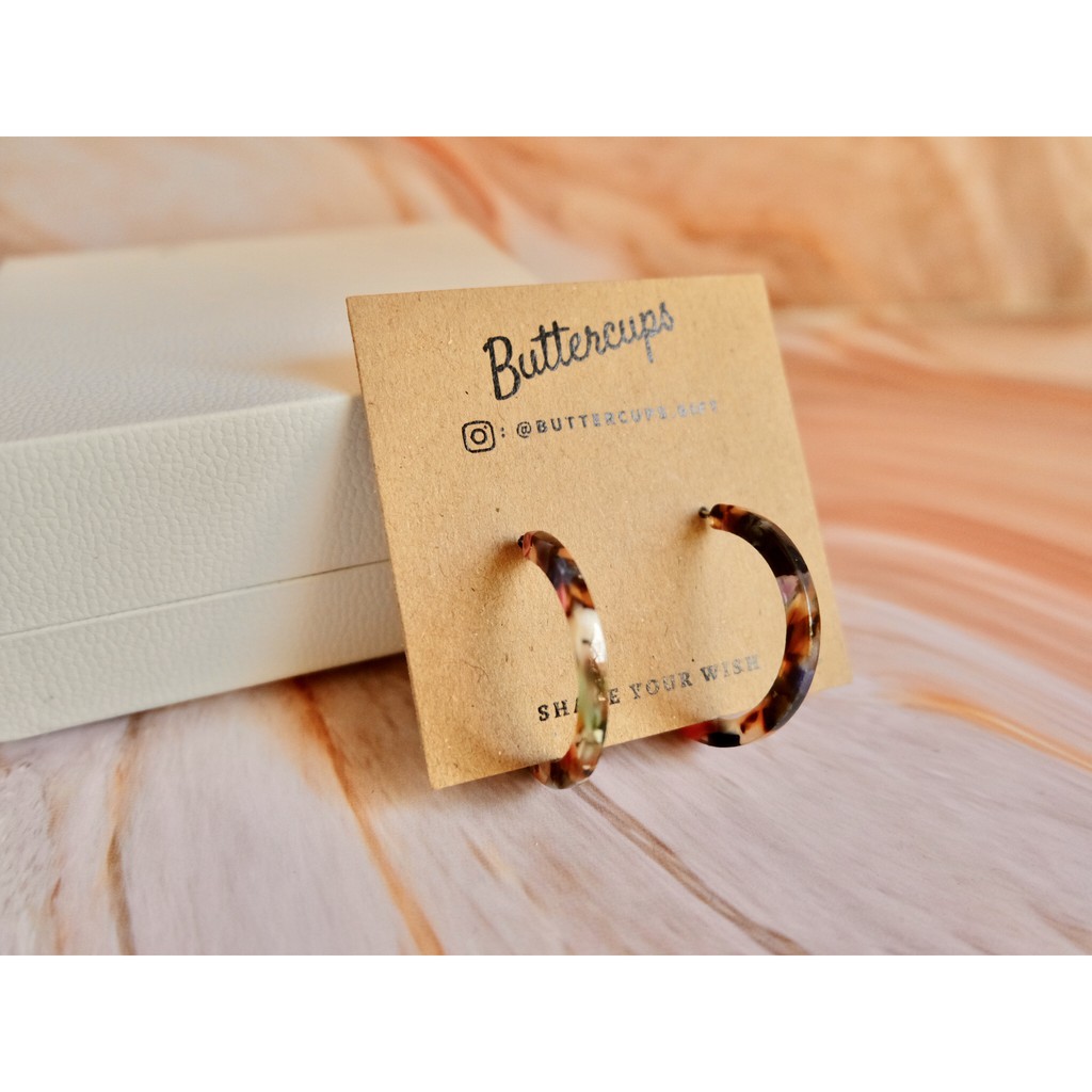 Jual Hoops marble earrings anting wanita casual bulat marble lingkaran ...