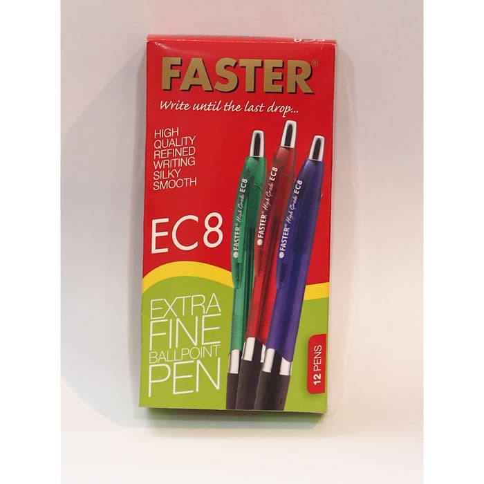 Jual Faster Ballpoint/ Pulpen EC8, 0.7mm isi 12 pcs- Black | Shopee ...